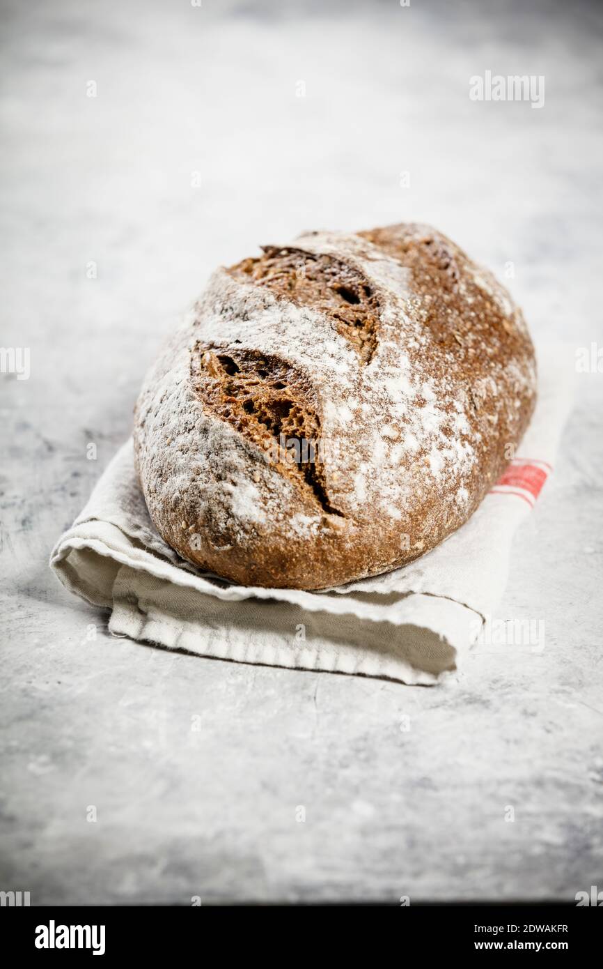 Freshly baked traditional bread, space for text Stock Photo - Alamy