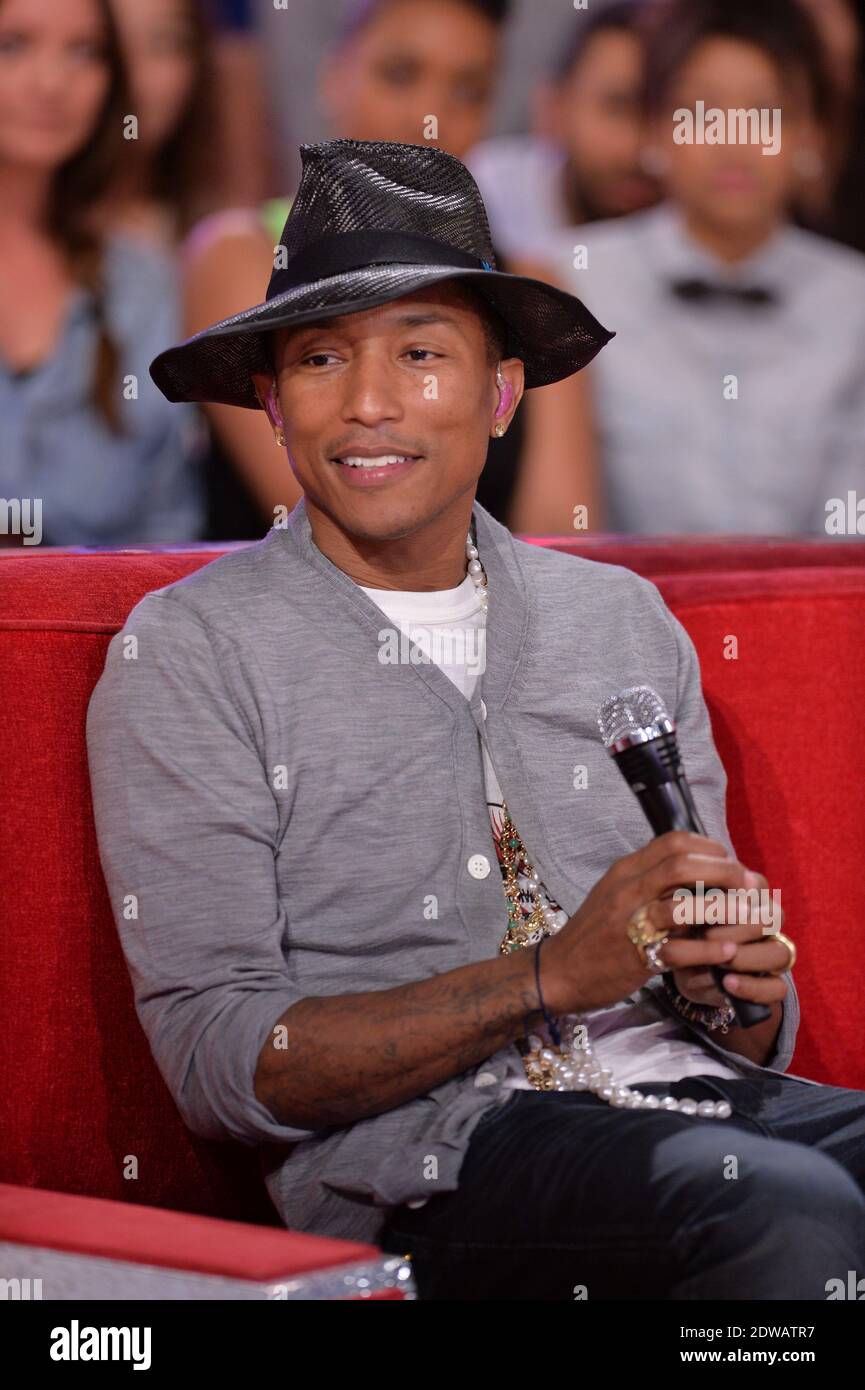 Pharrell Williams at the taping of Vivement Dimanche in Paris, France ...