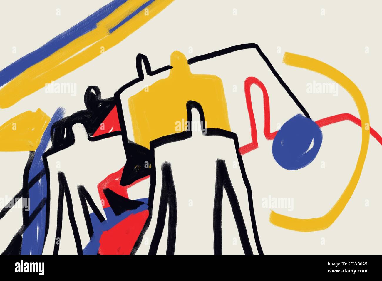 Colorful abstract neoplasticism and cubism art style. Painting with ...