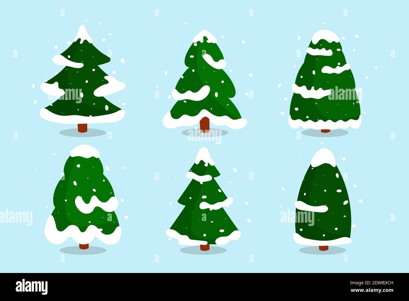 Cartoon Evergreen Trees In Snow