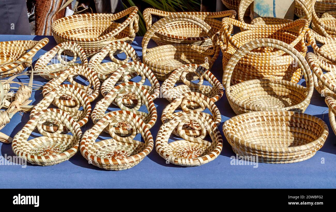 Sweetgrass Baskets on display at historic Charleston City Market in ...