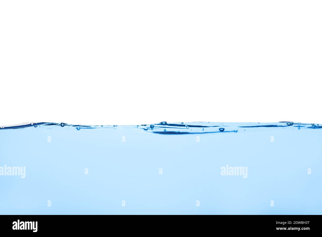 Abstract clean flow ripple surface on liquid. Light blue water wave with air bubbles and a ...