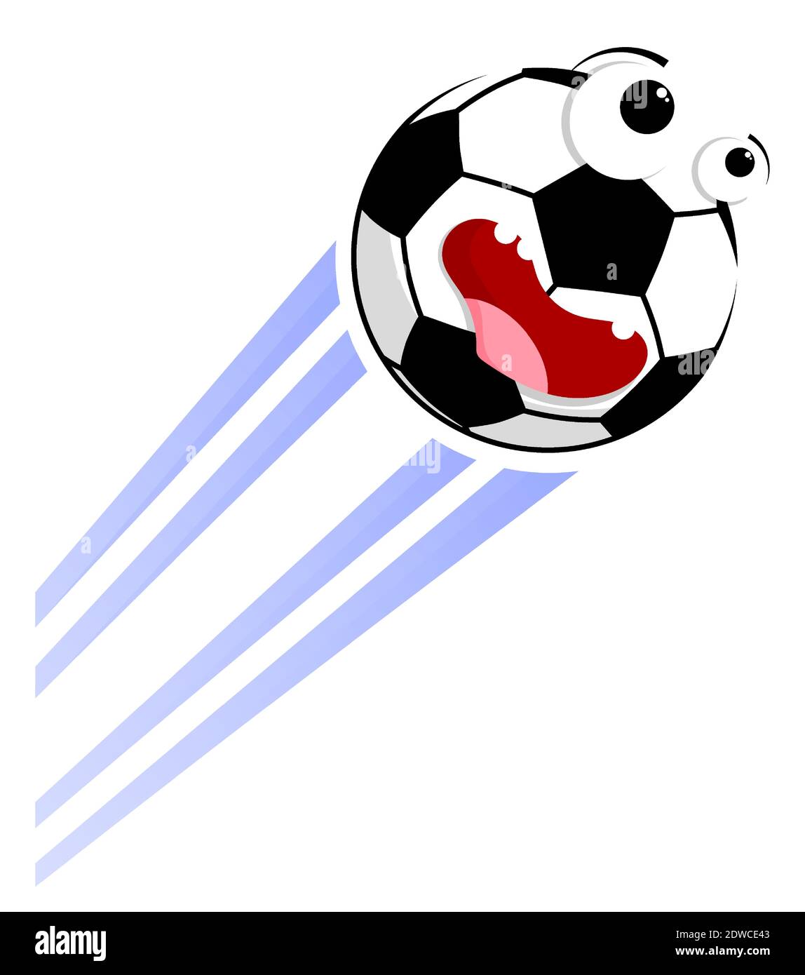 Loud funny crazy football, soccer ball flies with great speed after ...