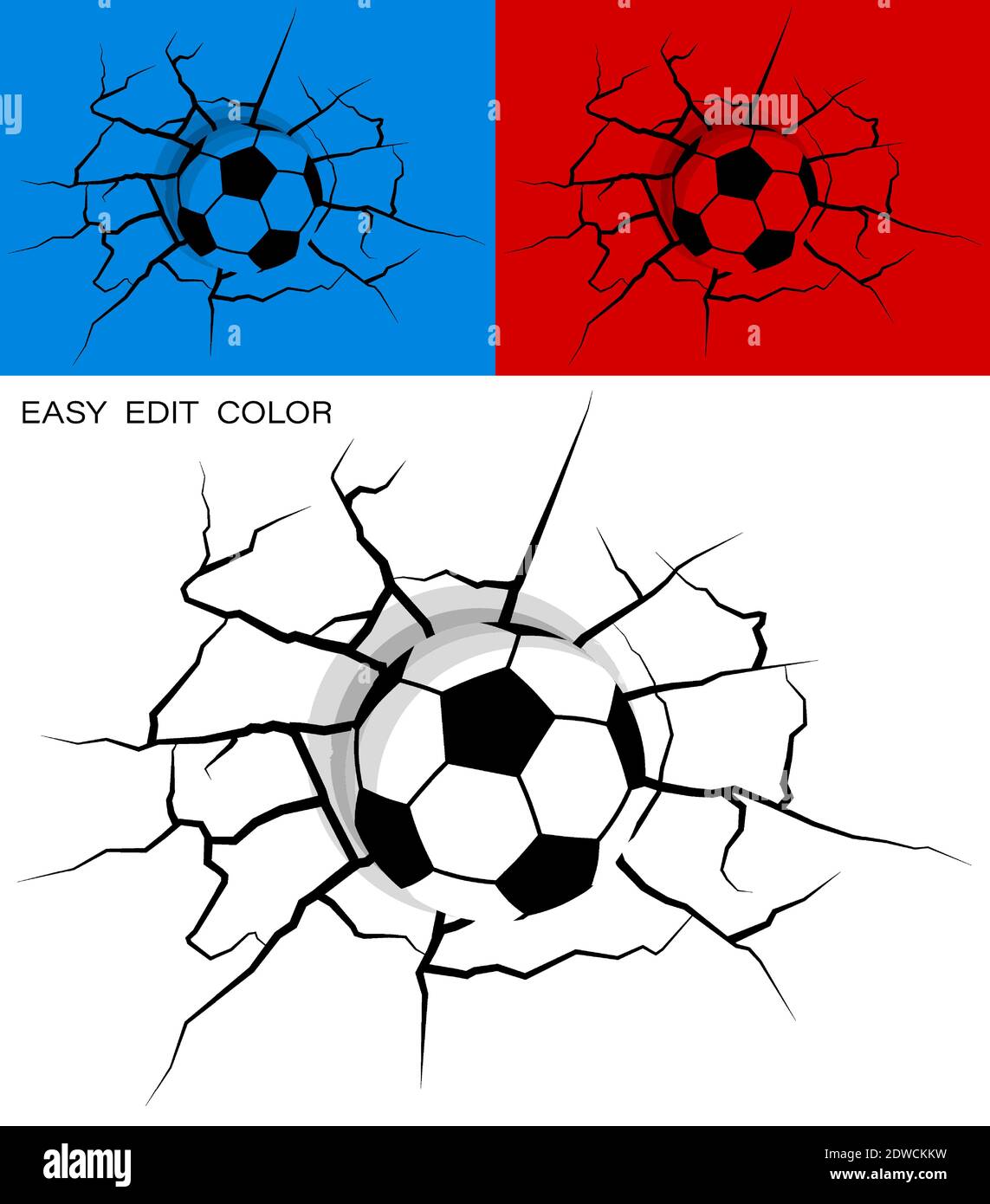 ball for soccer, classic football hit wall powerfully and damaged ...