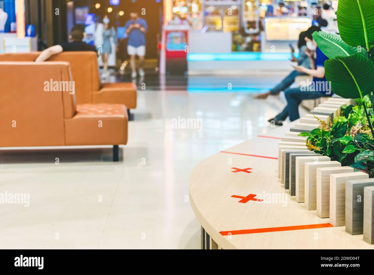 Alternative seating mark for social distance rules in the mall distance ...