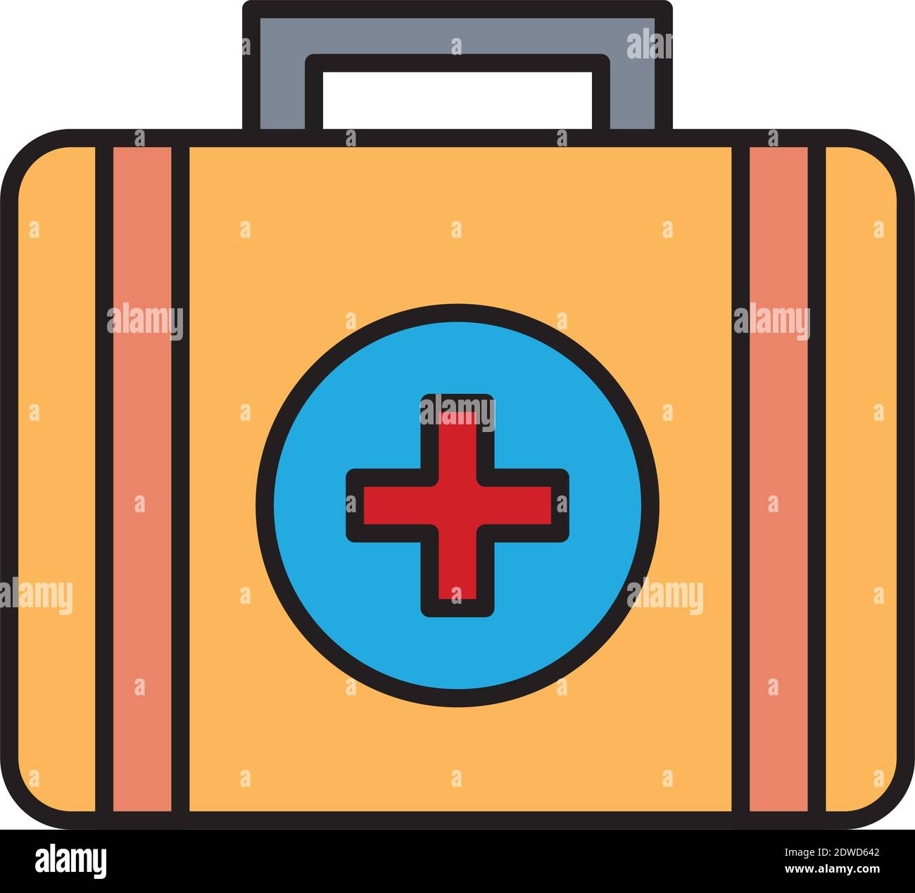 medical kit with cross symbol line and fill style icon Stock Vector ...