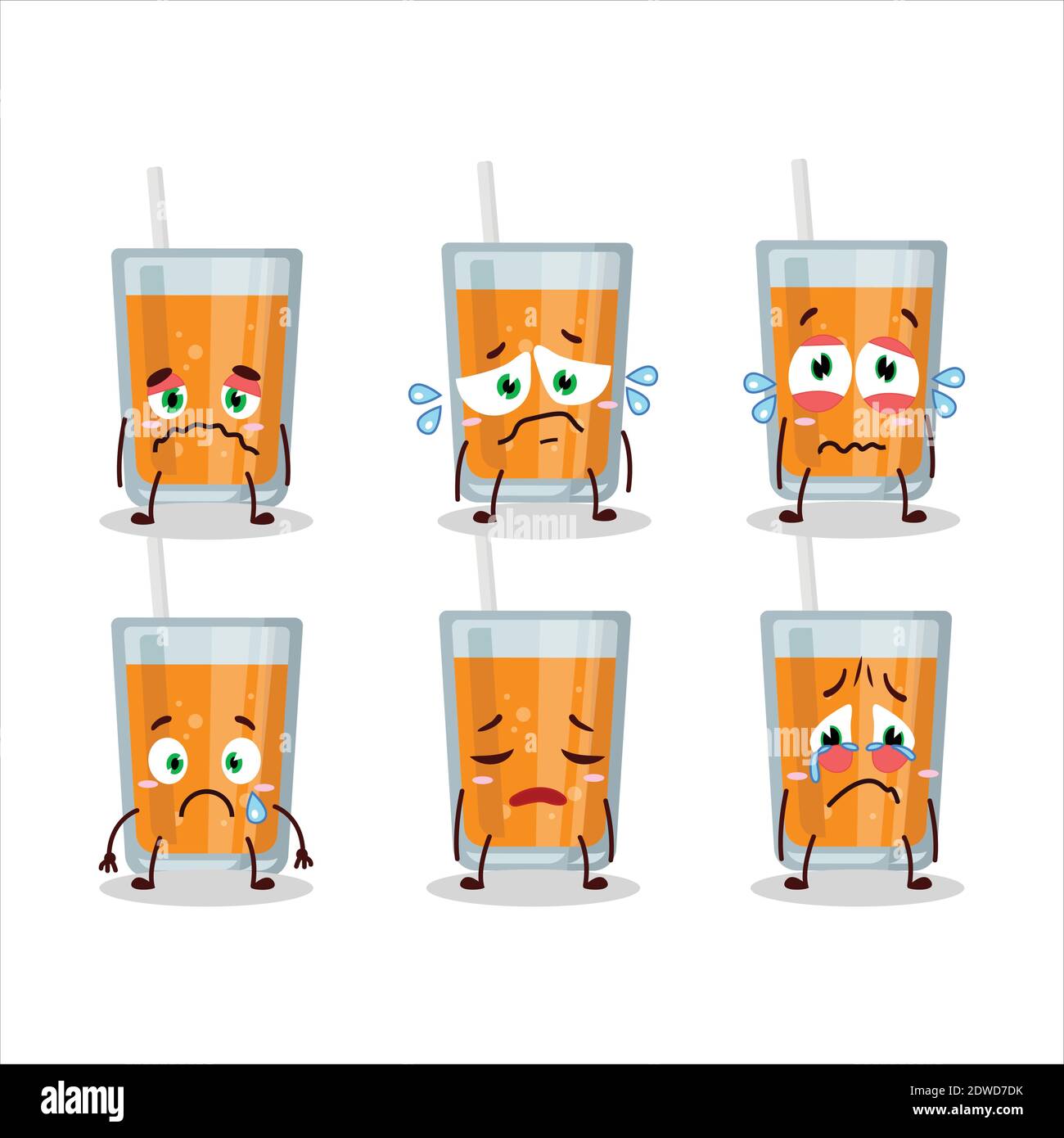 Orange juice cartoon character with sad expression. Vector illustration ...