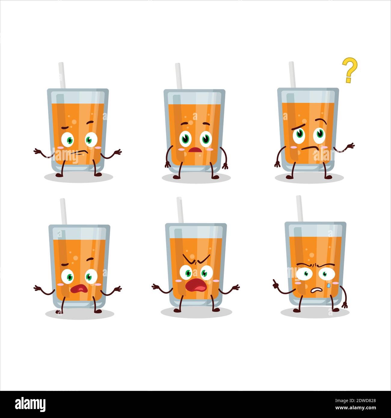 Cartoon character of orange juice with what expression. Vector ...
