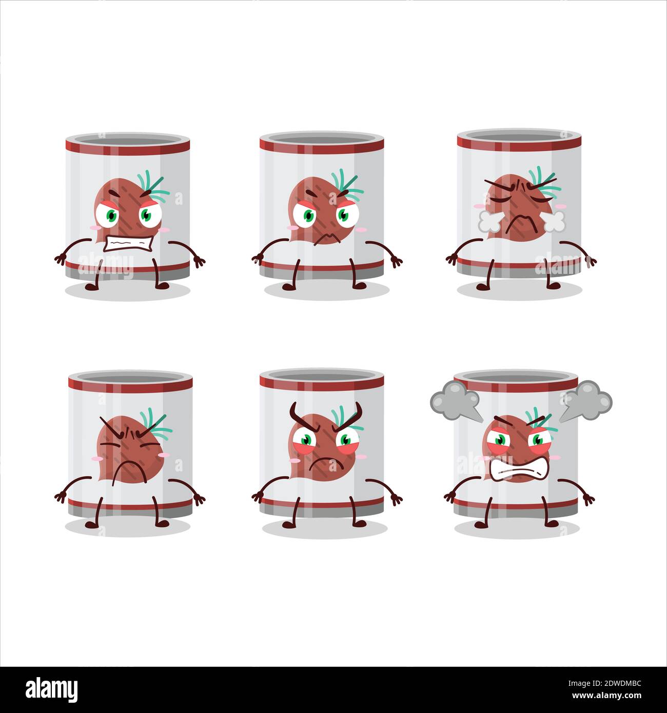 Can of onion cartoon character with various angry expressions. Vector ...