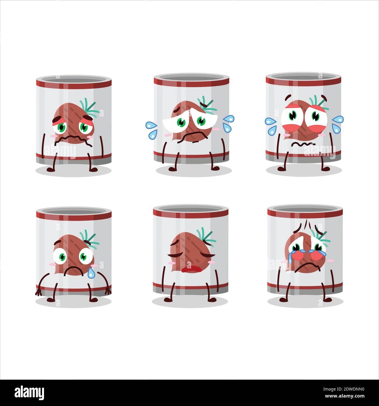 Can of onion cartoon character with sad expression. Vector illustration ...