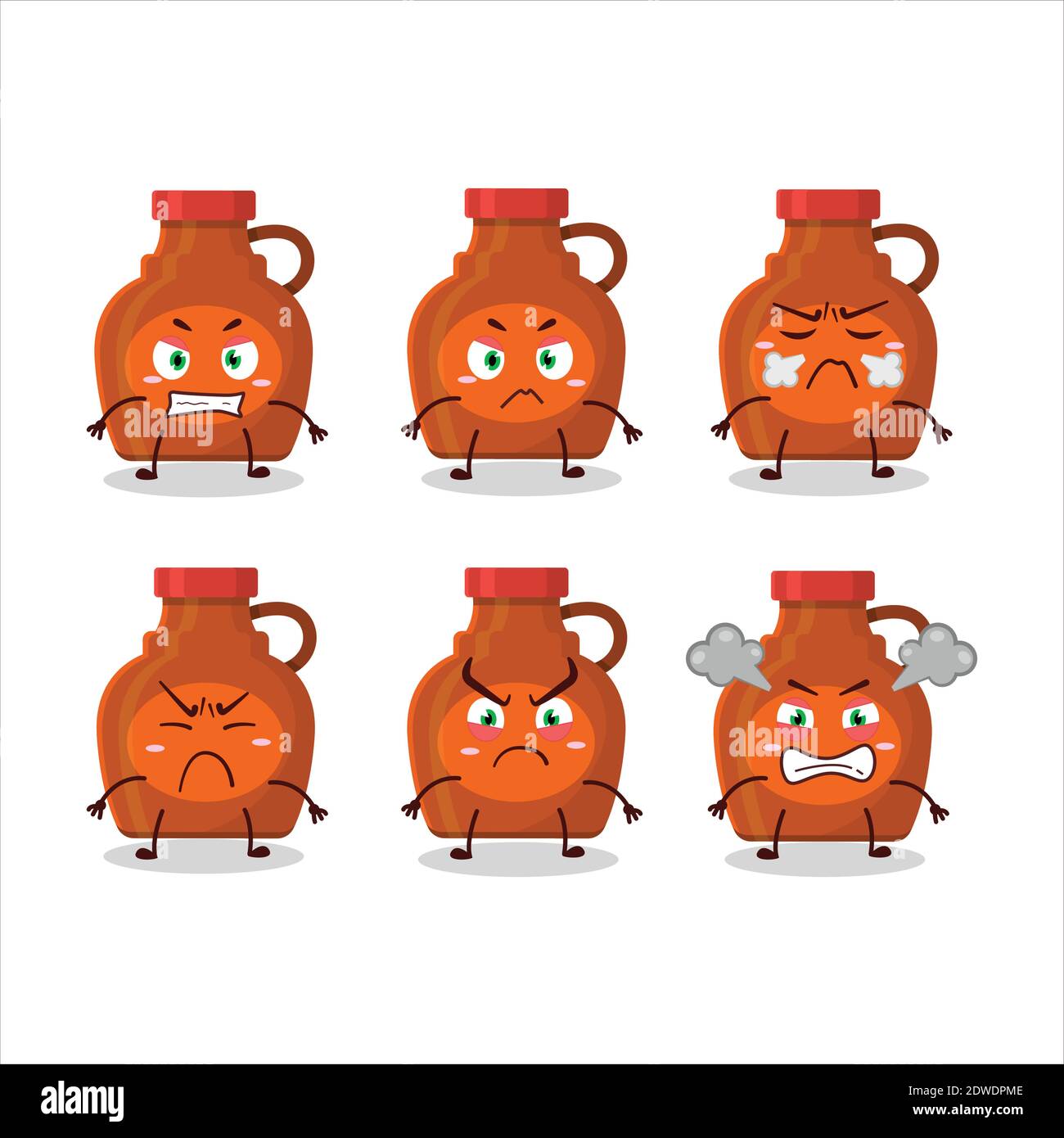 Maple syrup cartoon character with various angry expressions. Vector ...