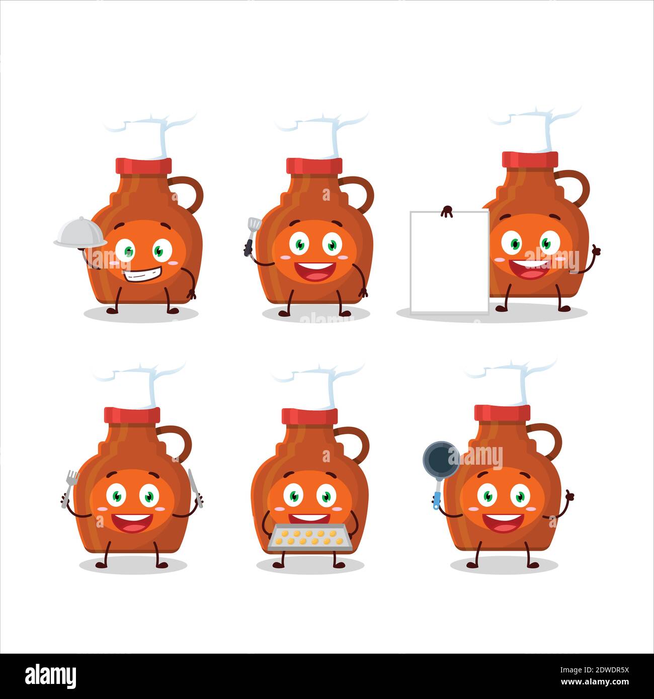 Cartoon character of maple syrup with various chef emoticons. Vector ...