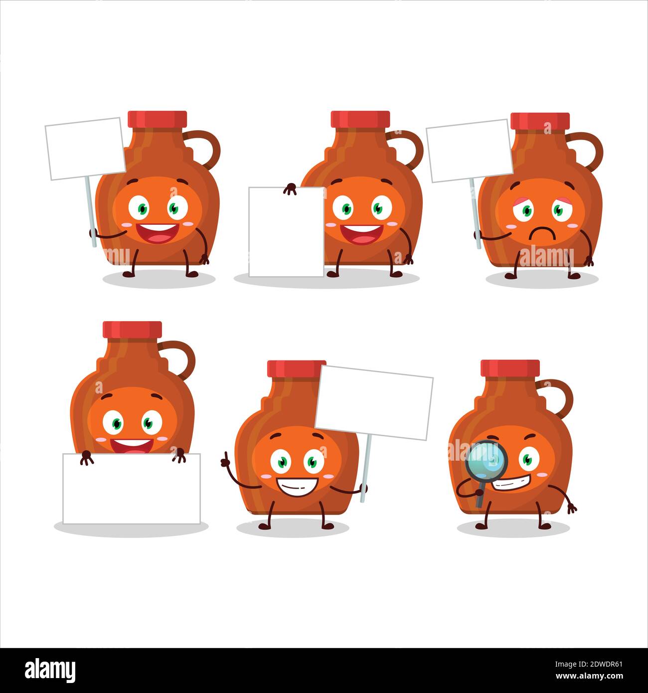 Maple syrup cartoon character bring information board. Vector ...