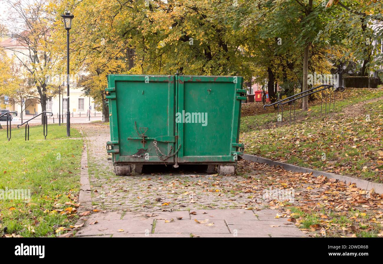Large blue waste container bin hi-res stock photography and images - Alamy