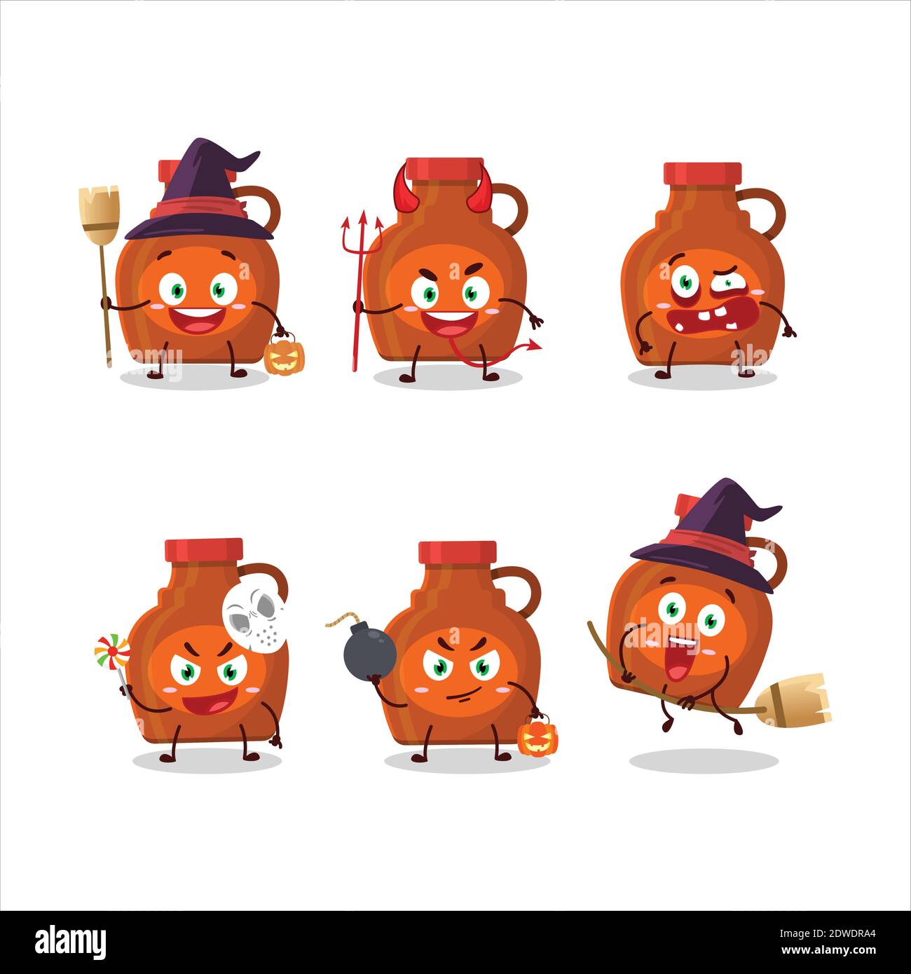 Halloween expression emoticons with cartoon character of maple syrup ...