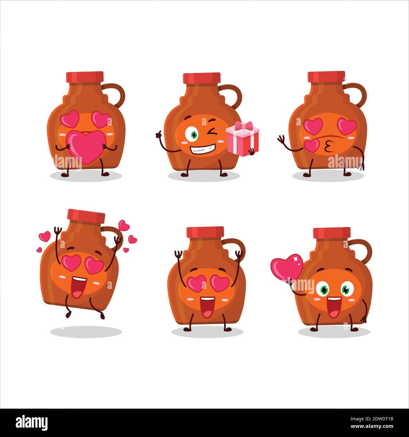 Maple syrup cartoon character with love cute emoticon. Vector ...