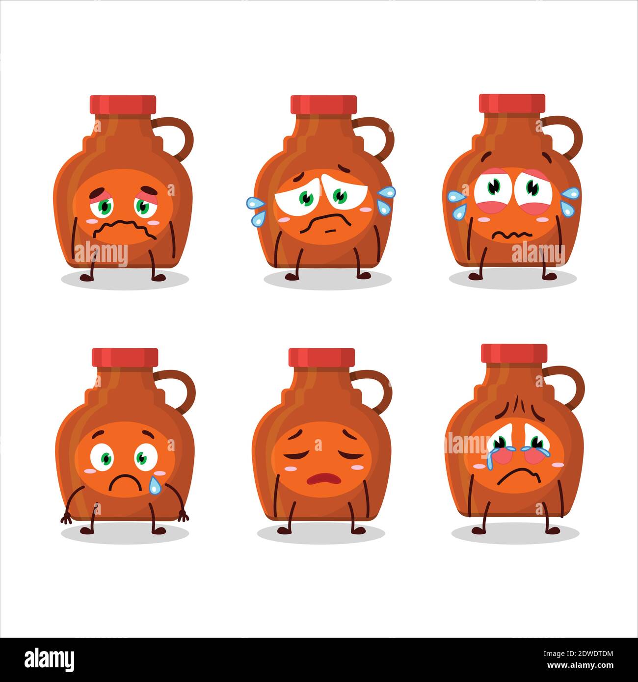 Maple syrup cartoon character with sad expression. Vector illustration ...