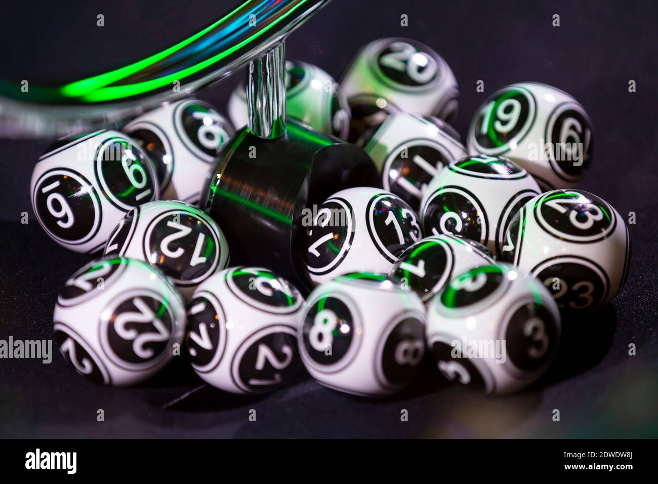 white balls with numbers for the game of lottery Stock Photo - Alamy