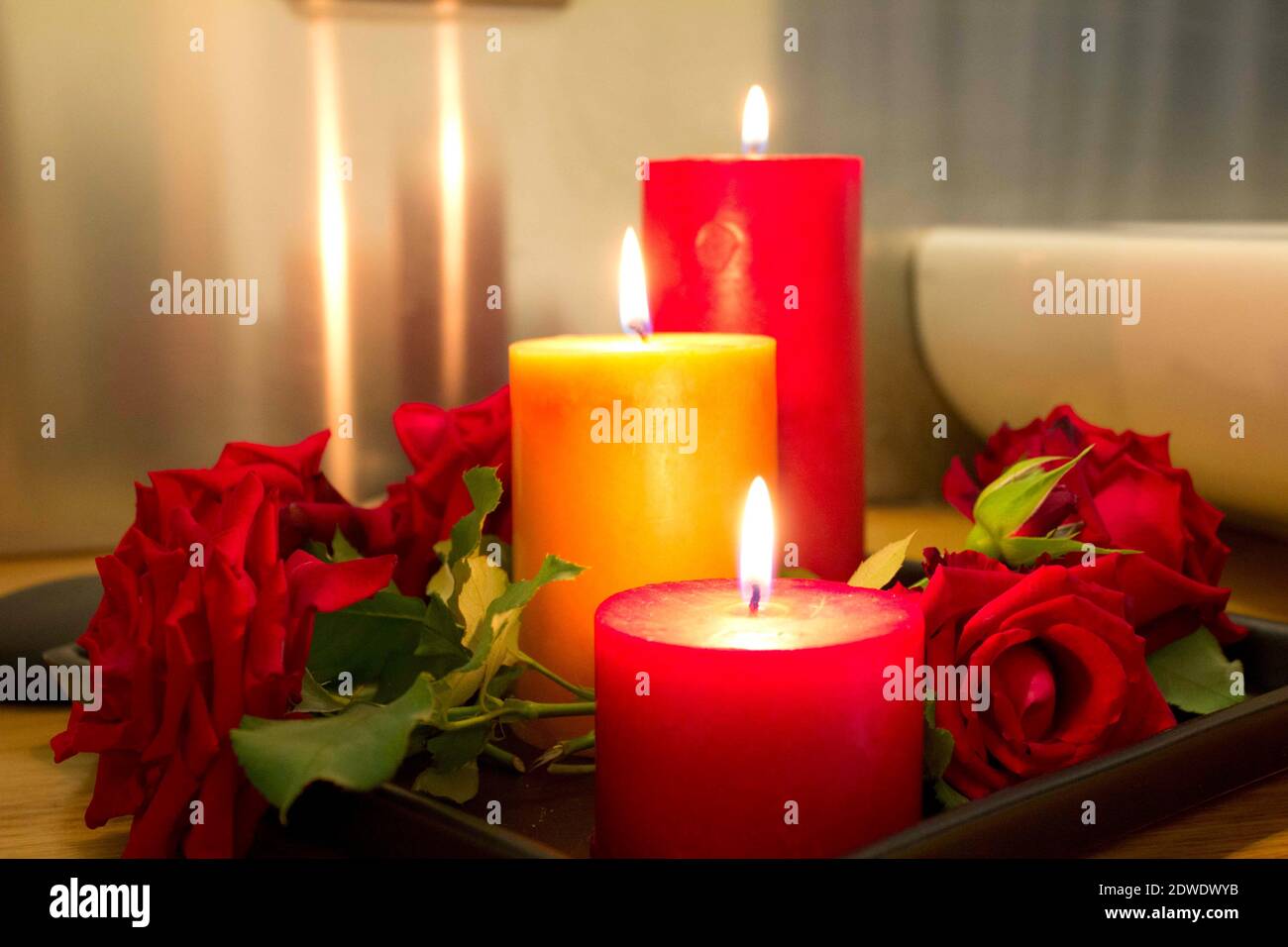 Glowing red rose flower bouquet hi-res stock photography and images - Alamy