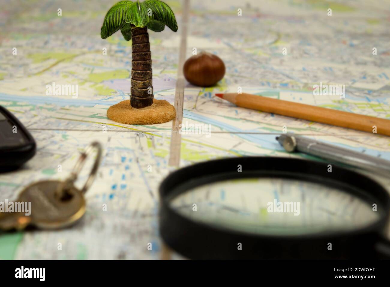 Geographic map on the table as a background with place for text. Travel ...
