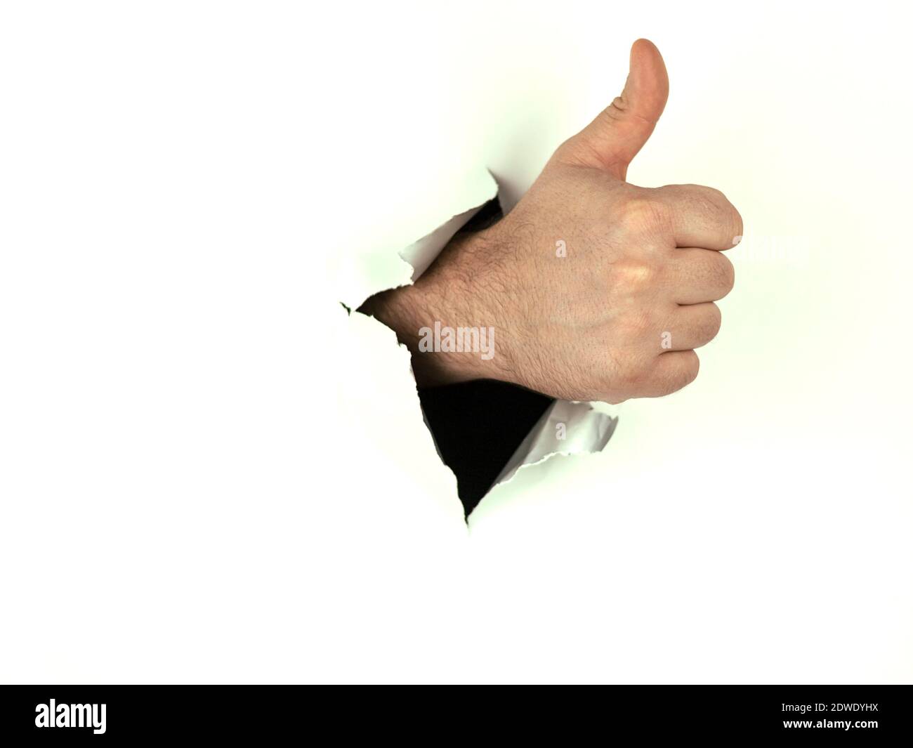Hand gesture shows like on a white background. Male hand, thumb up ...