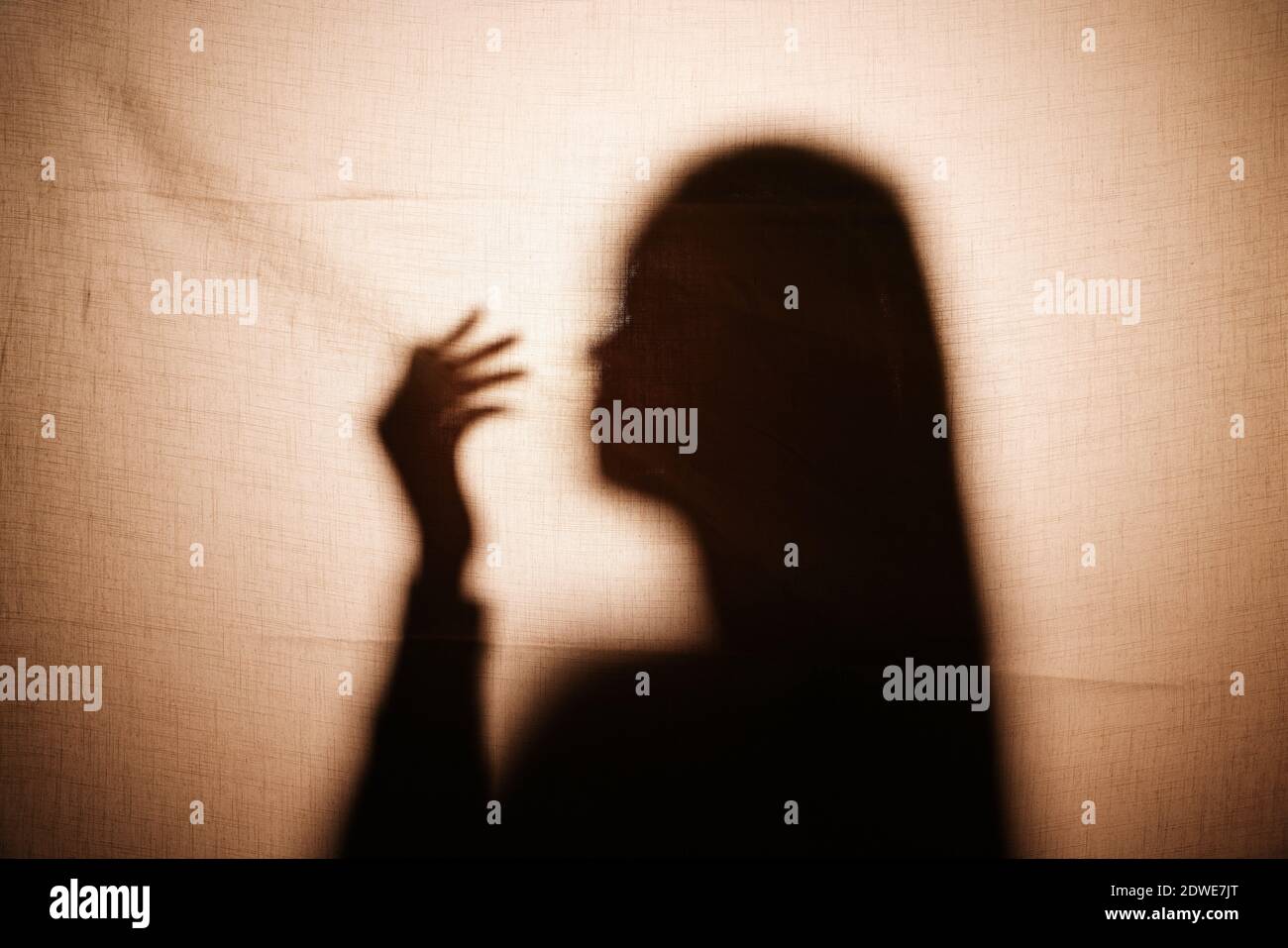 Woman Hiding Behind Curtain High Resolution Stock Photography and ...