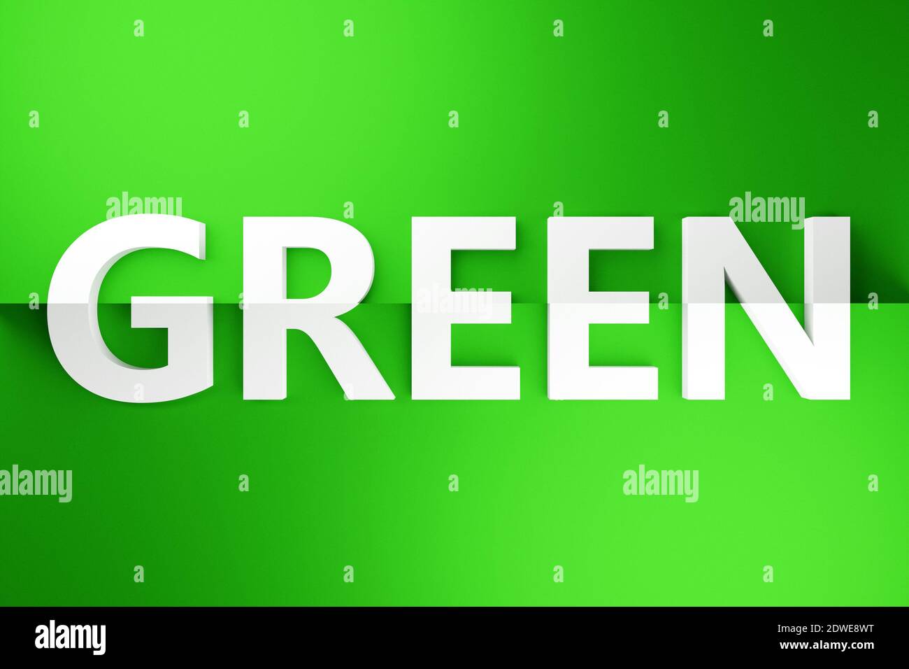 3d illustration volumetric inscription in GREEN white letters on a ...