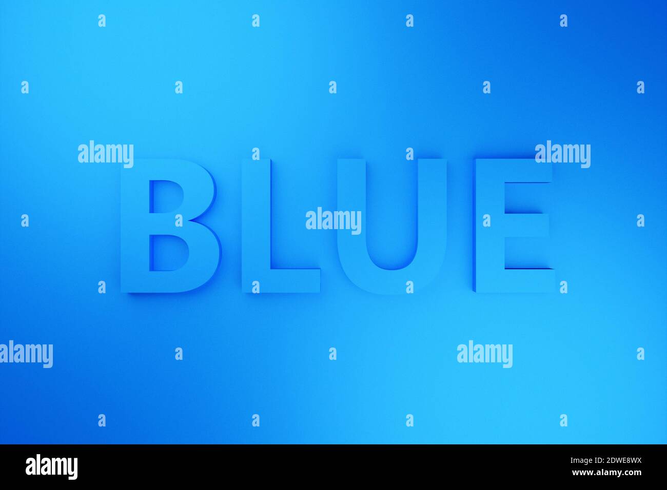 3d illustration volumetric inscription in BLUE letters on a bright blue ...