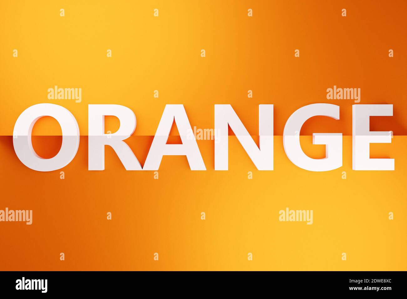 3d illustration volumetric inscription in ORANGE white letters on a ...