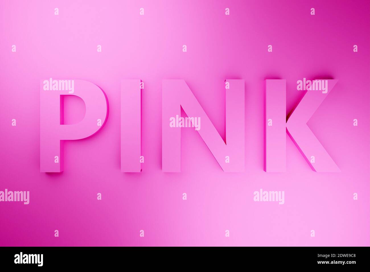 3d illustration volumetric inscription in PINK letters on a bright pink ...