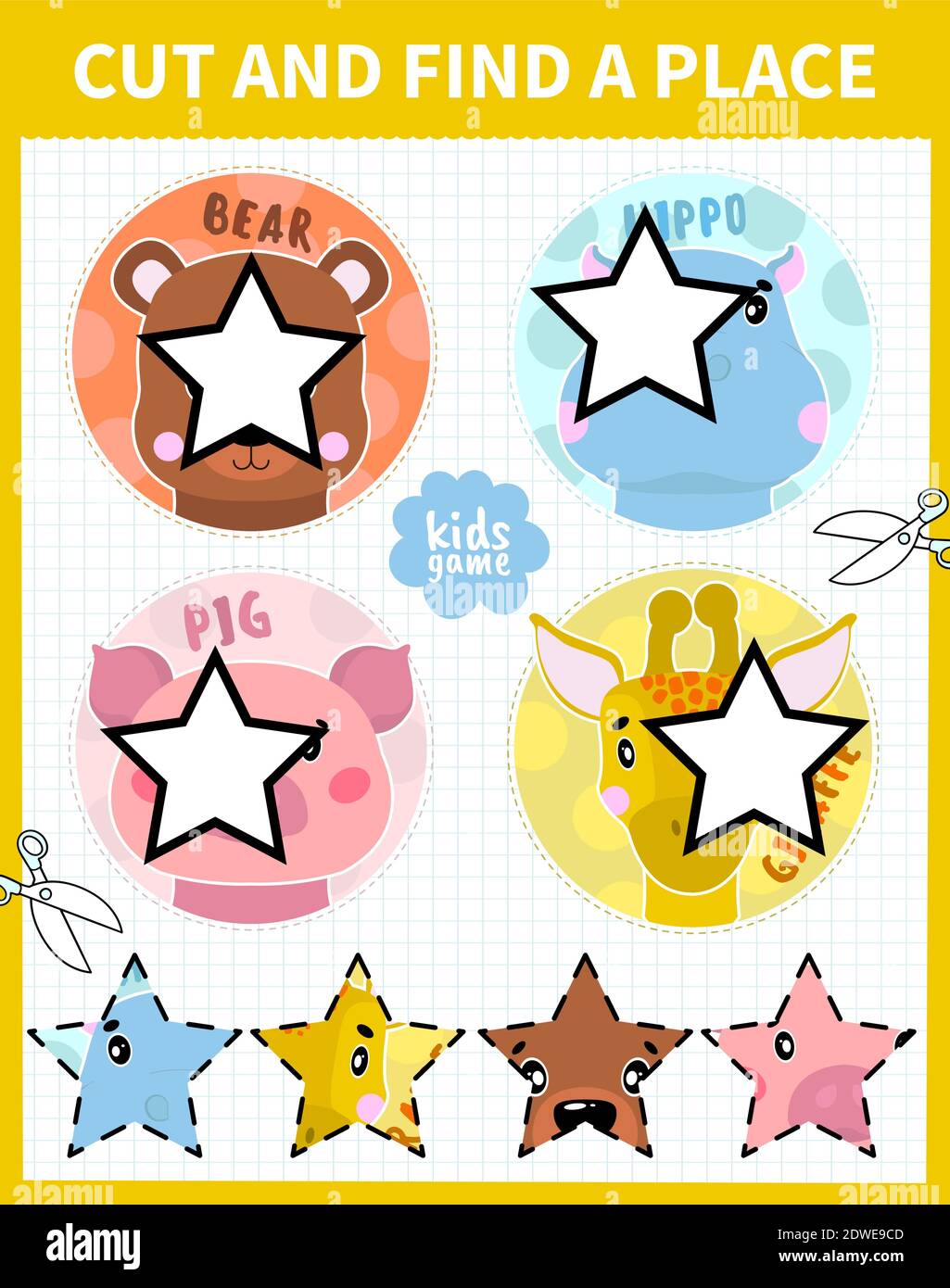 Children board game cut and find for preschoolers and primary school ...