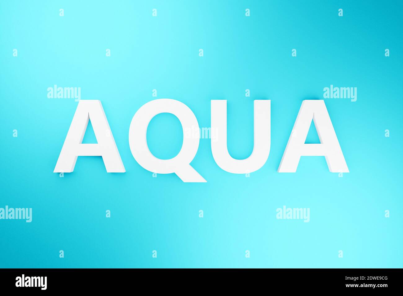 3d illustration volumetric inscription in AQUA white letters on a ...