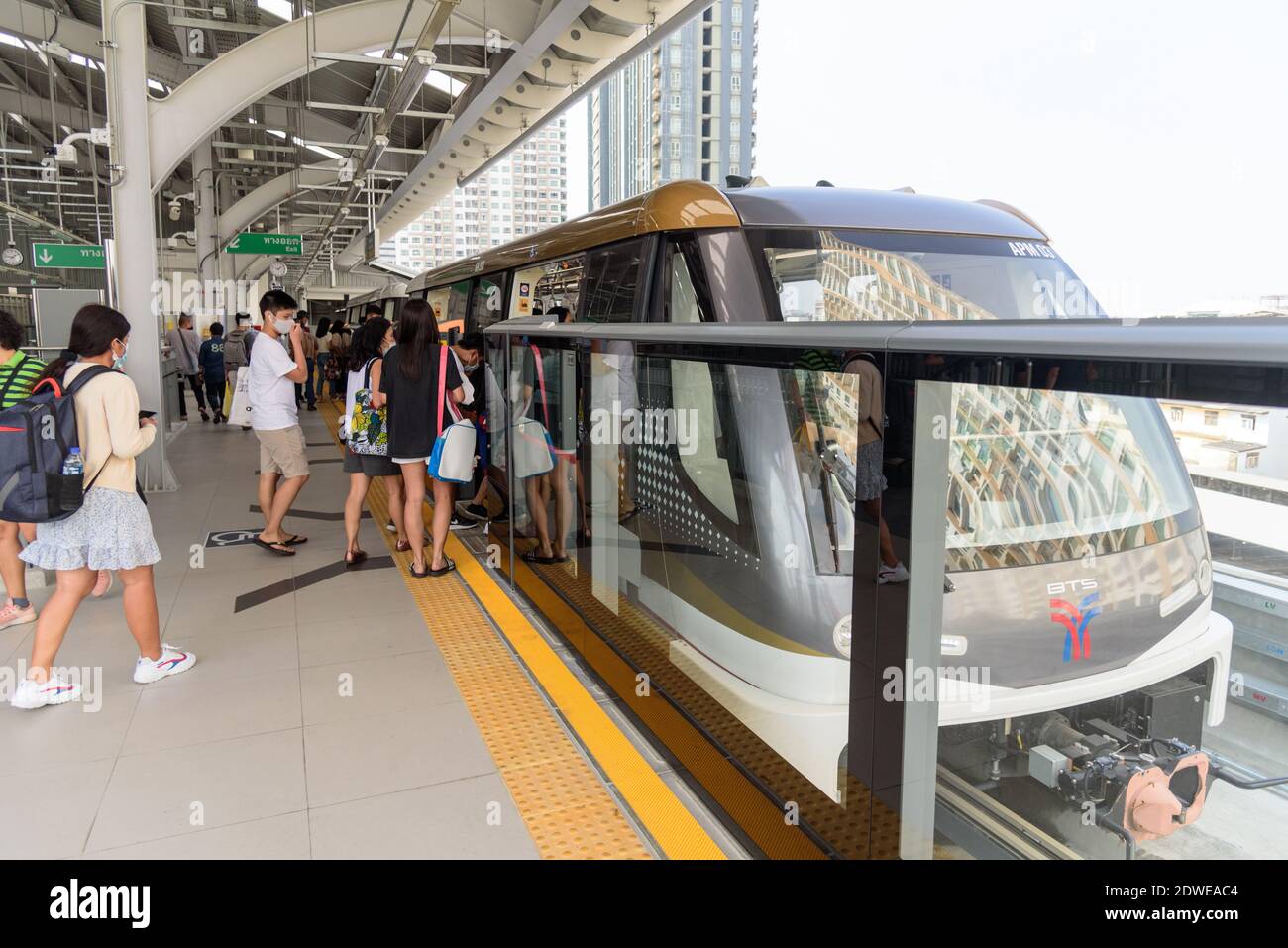 Bangkok,Thailand - 19 Decemmber, 2020: Electric train golden line ...