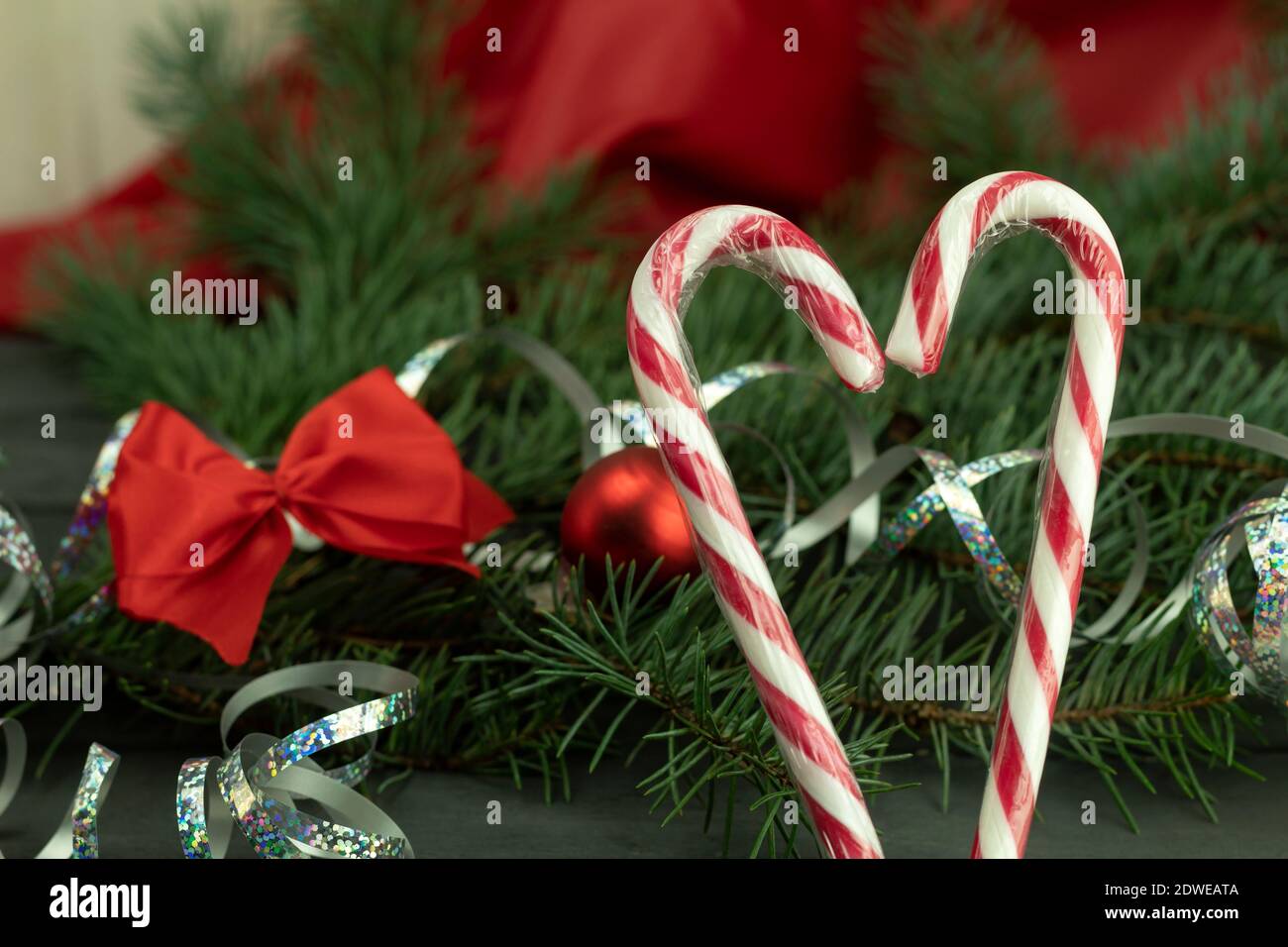 Christmas card as background with place for text. Side view. Greeting ...