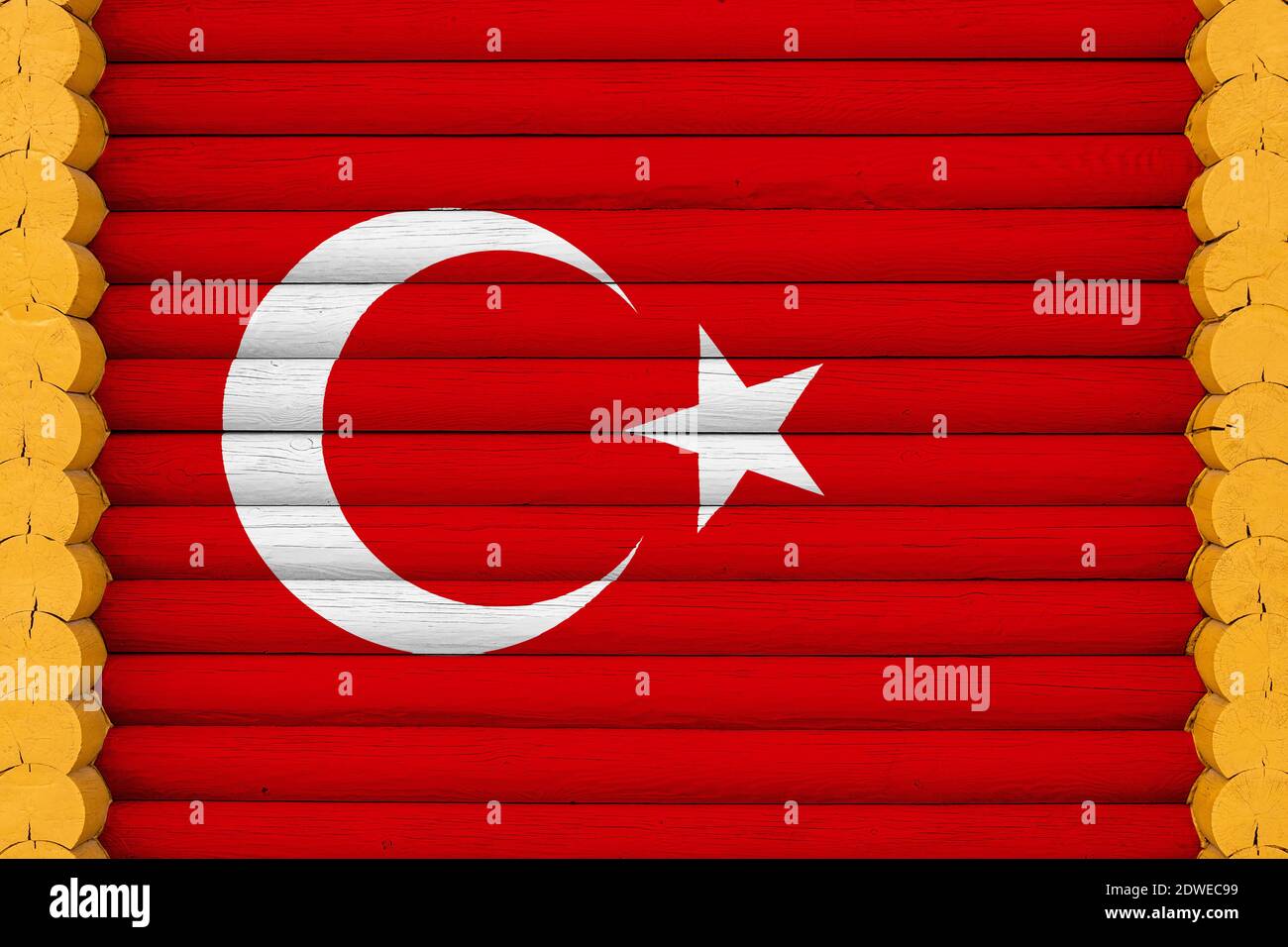 National flag of Turkey on a wooden wall background. The concept of ...