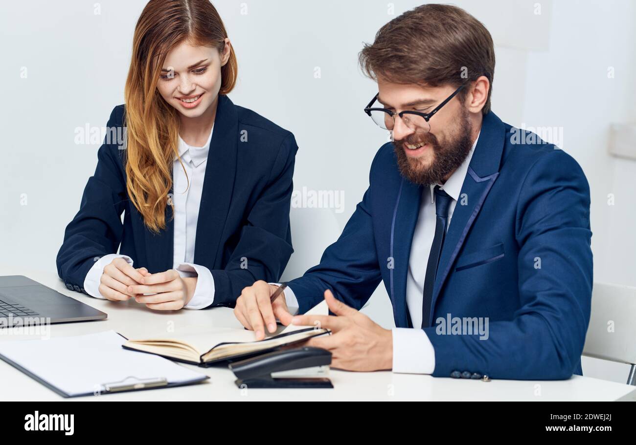 People communication office work documents notepad fun joy success ...