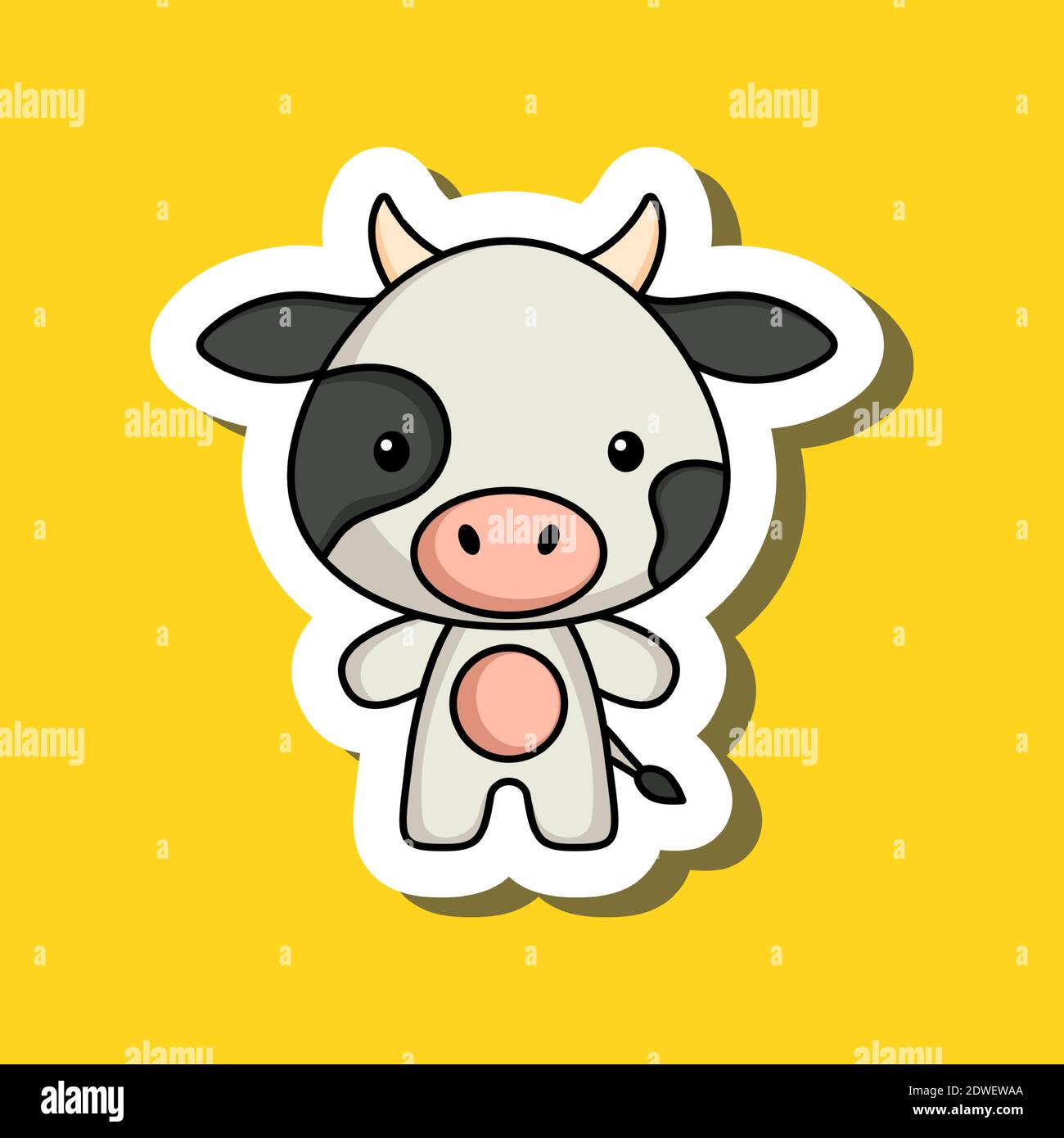 Cute cartoon sticker little cow. Mascot animal character design for for ...