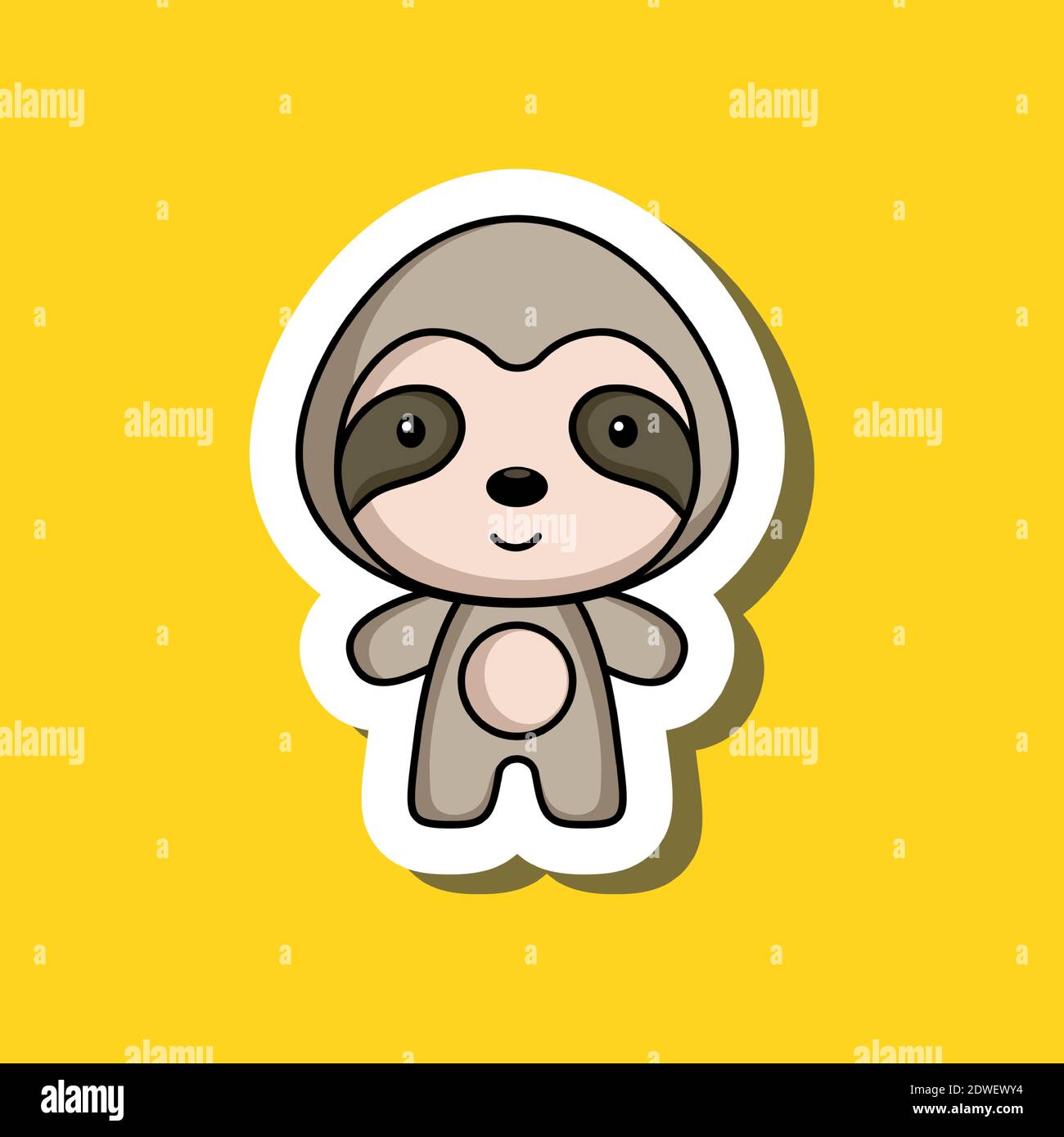 Cute cartoon sticker little sloth. Mascot animal character design for ...