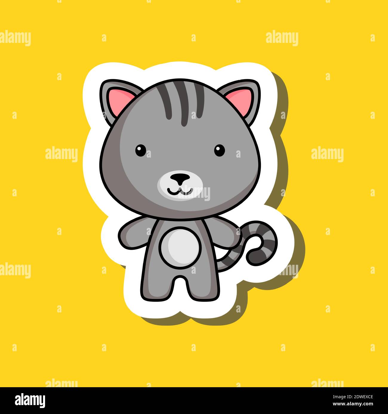 Cute cartoon sticker little cat. Mascot animal character design for for ...
