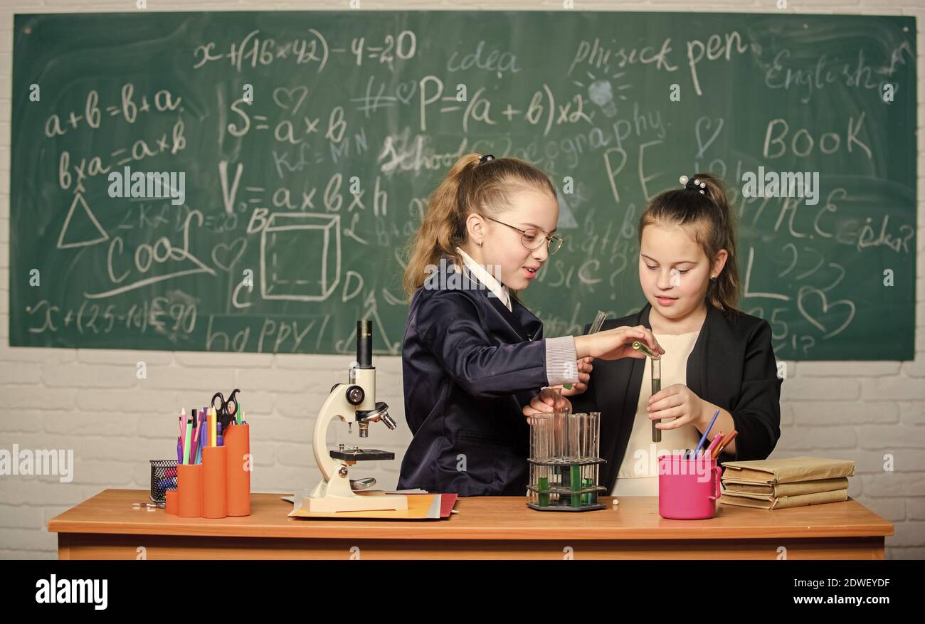 Expect something extra. girls genius in school lab. Science lab. Little ...