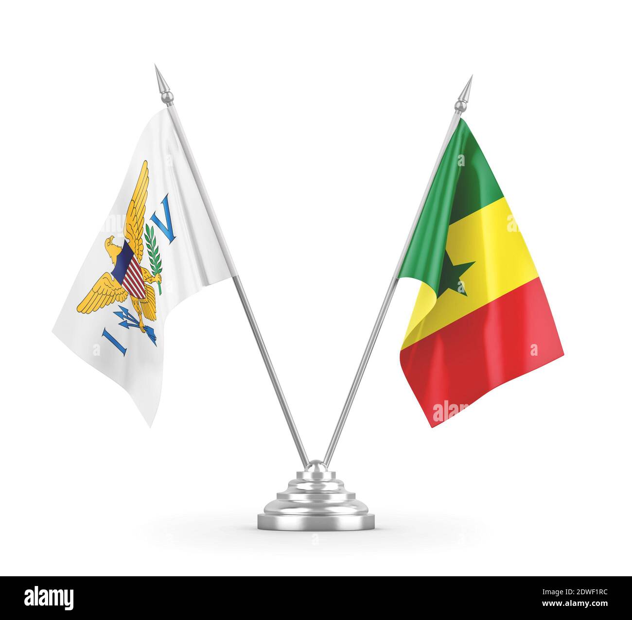 Senegal and Virgin Islands United States table flags isolated on white ...