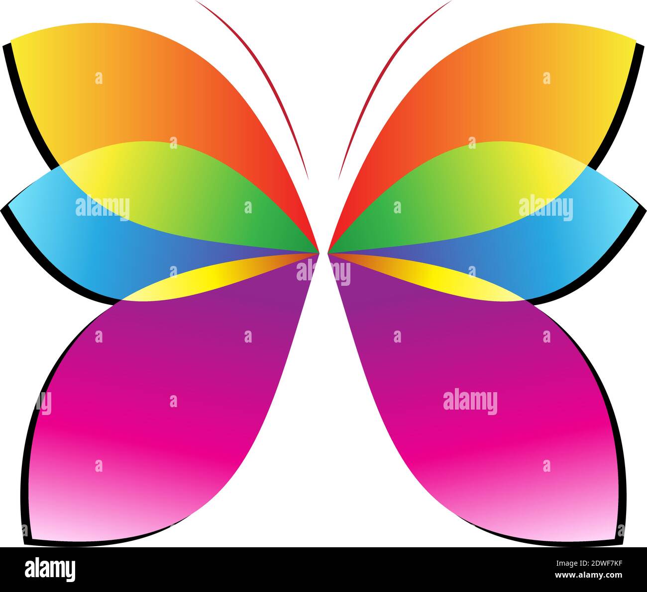colorful butterflies on white background for design. Easy editable ...