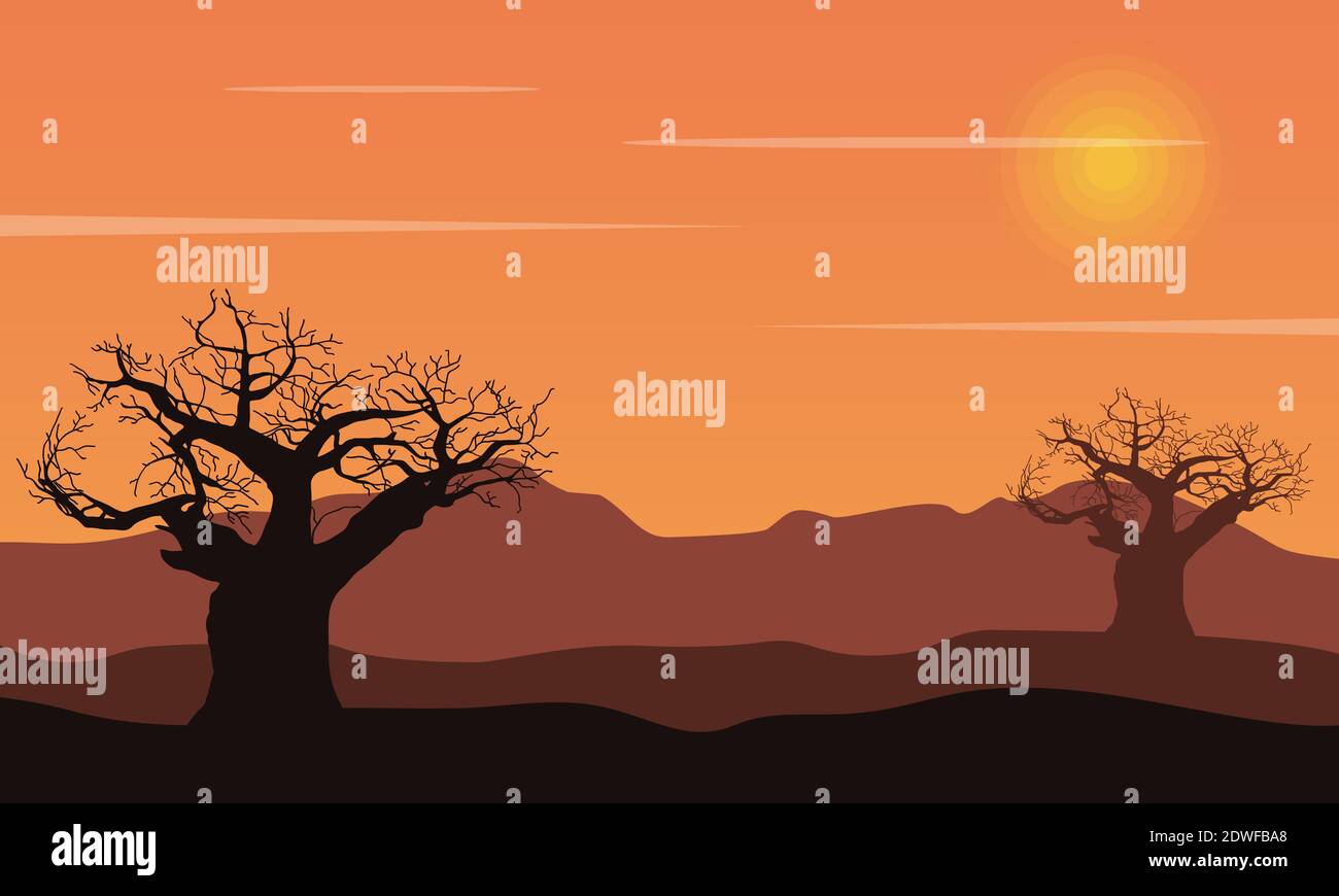 Beautiful scenery in the afternoon in the countryside. City vector ...