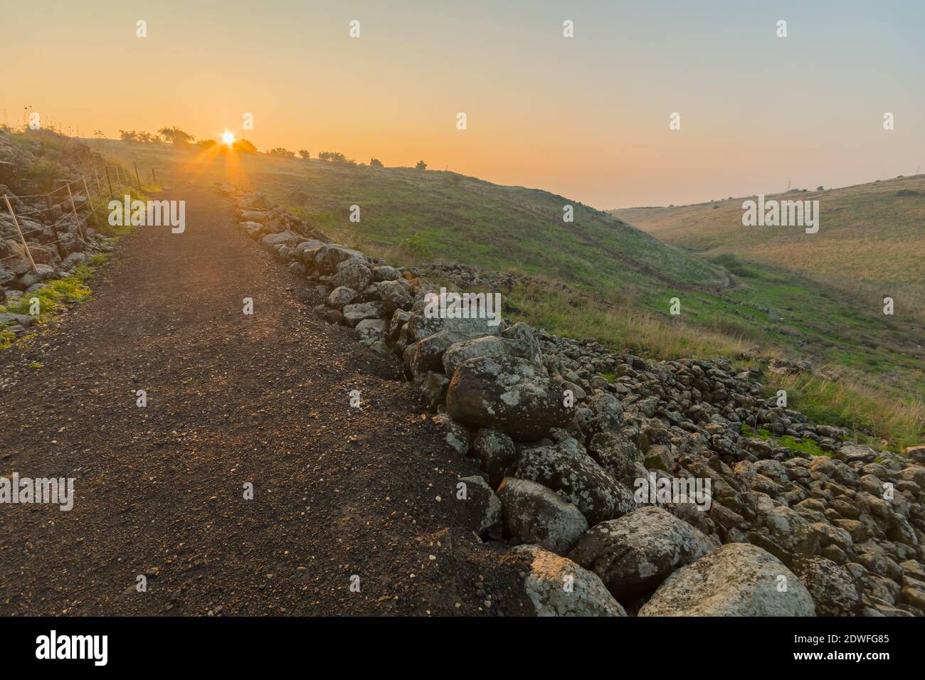 Sunrise view from the ancient village of Chorazin (Korazim) towards the ...