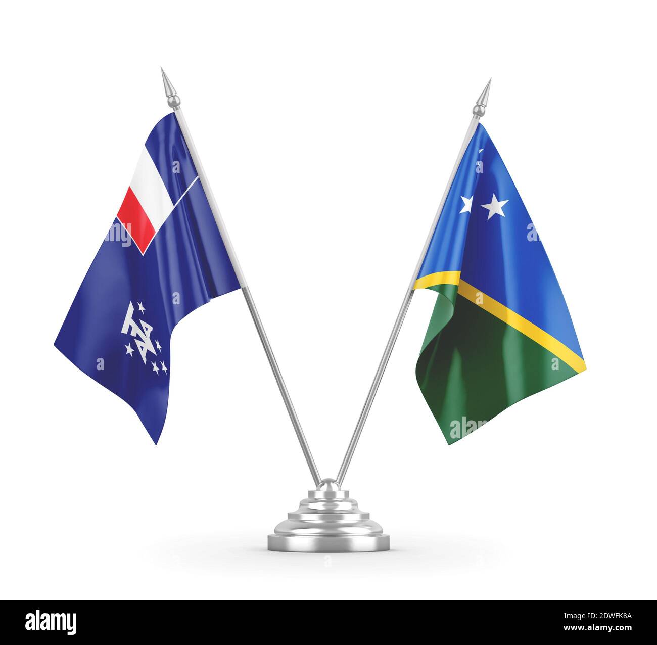 Solomon Islands and French Southern and Antarctic Lands table flags ...