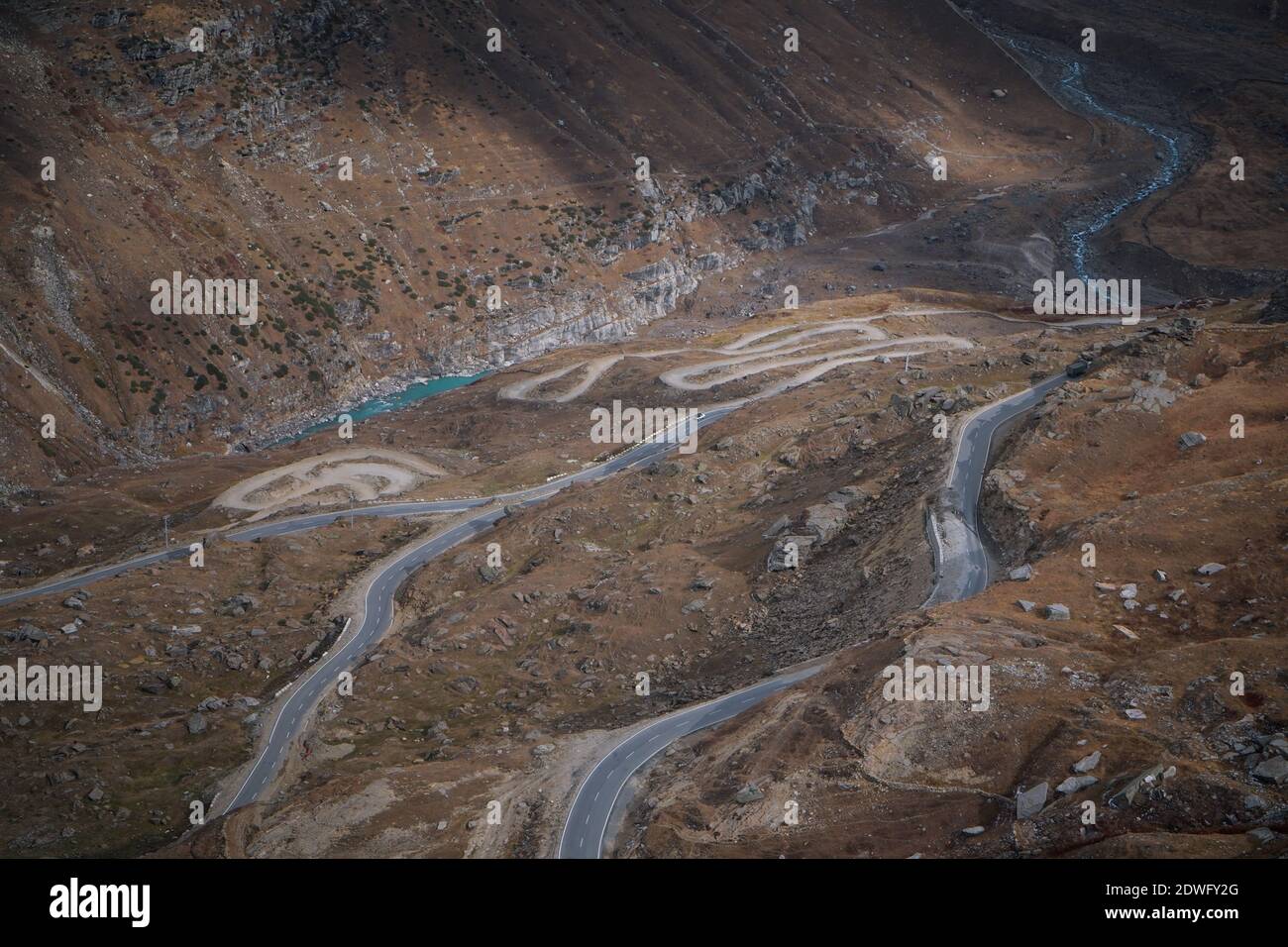A beautiful landscape with roads and a lake Stock Photo - Alamy