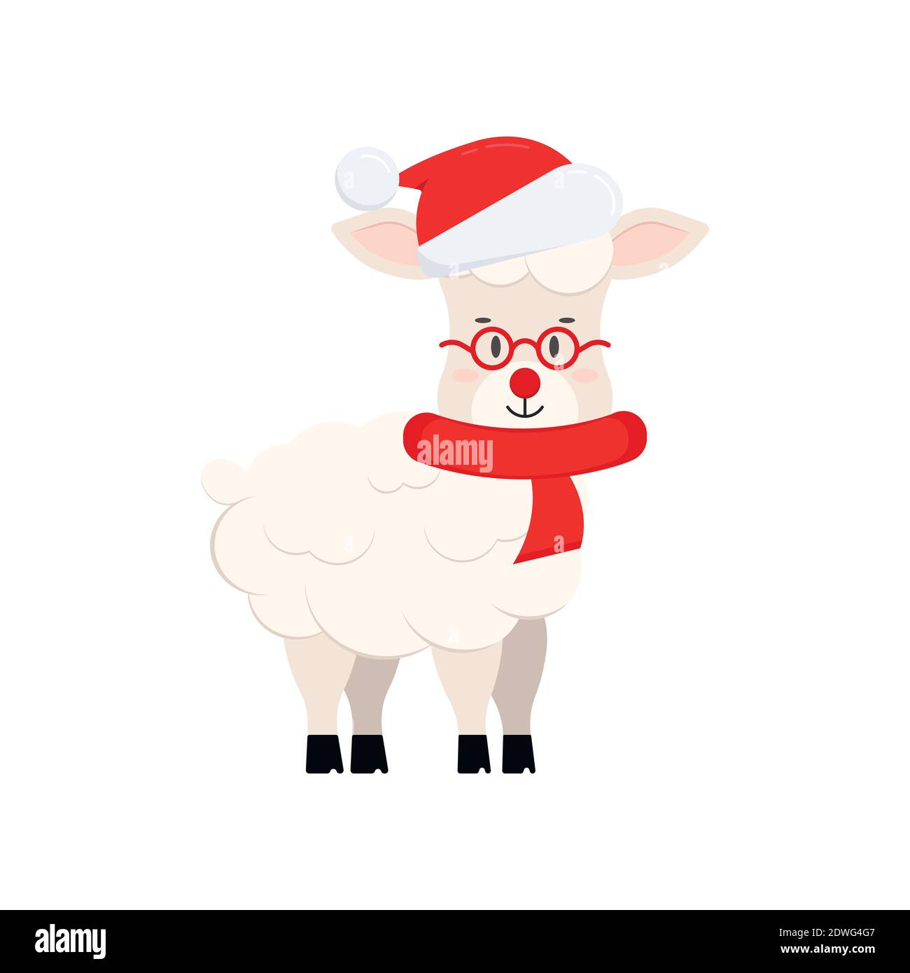 Cute christmas sheep vector icon isolated on white background Stock ...