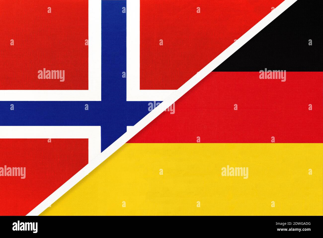 Norway and Germany, national flags from textile. Relationship ...