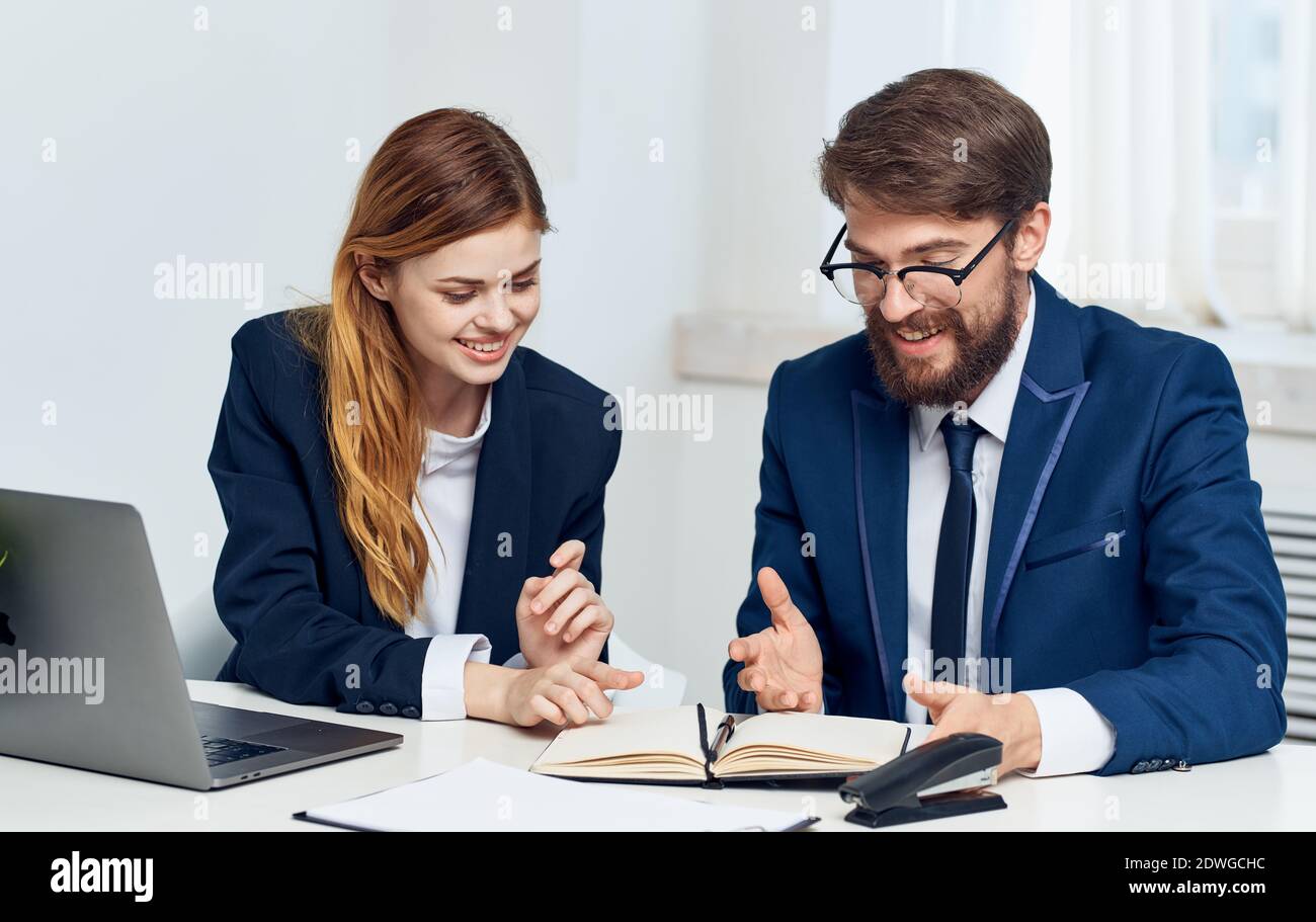 People communication office work documents notepad fun joy success ...