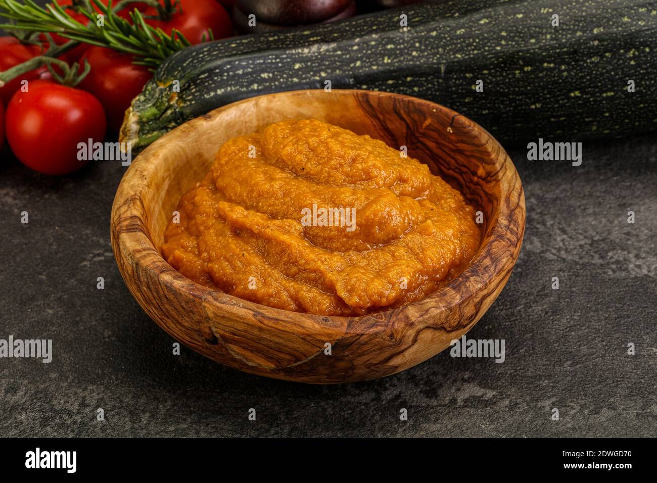 Vegetarian cuisine - Zucchini puree with herbs and spices Stock Photo ...